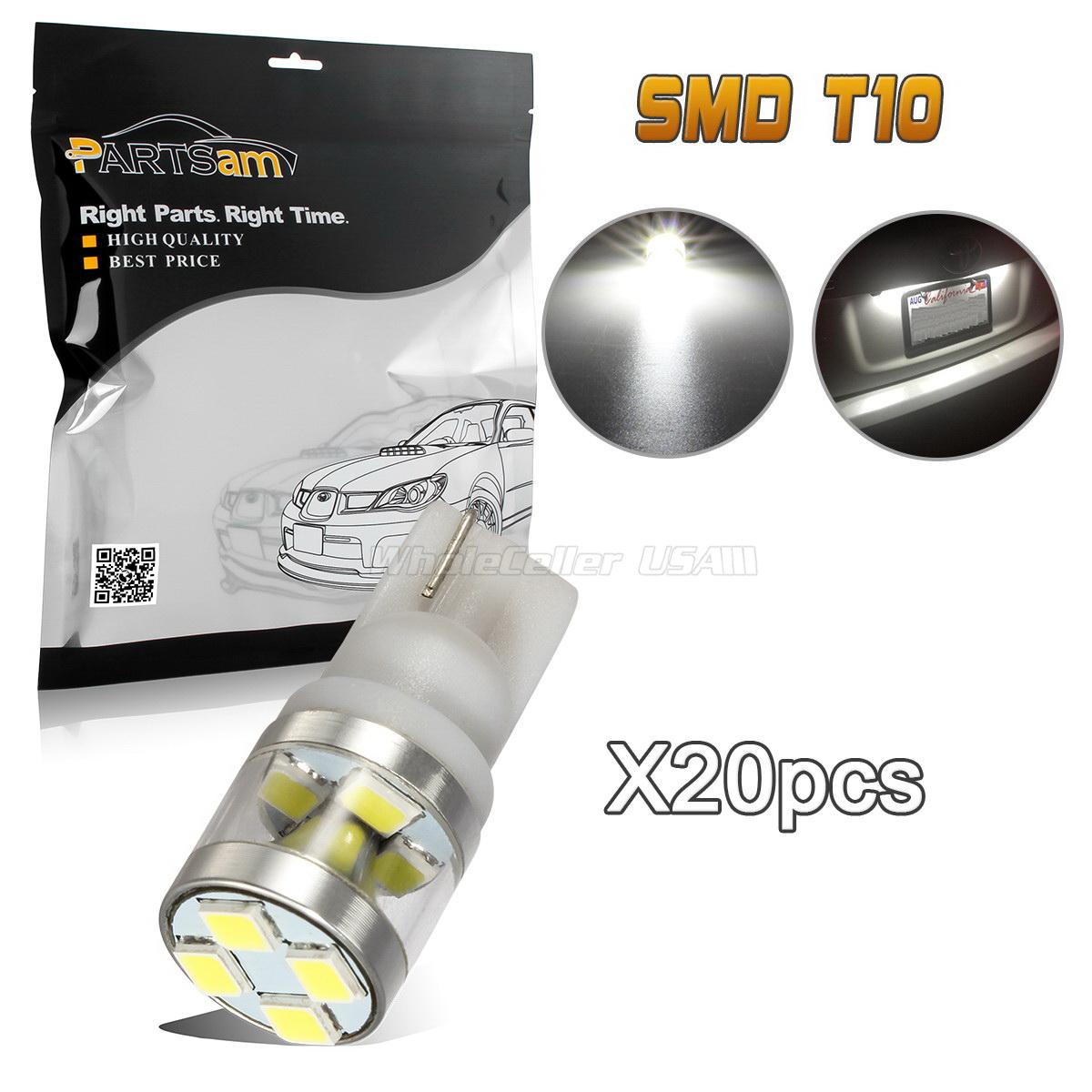 20PCS White T10 194 LED Light Bulb 8-2835-SMD Interior Dome Map Lights ...