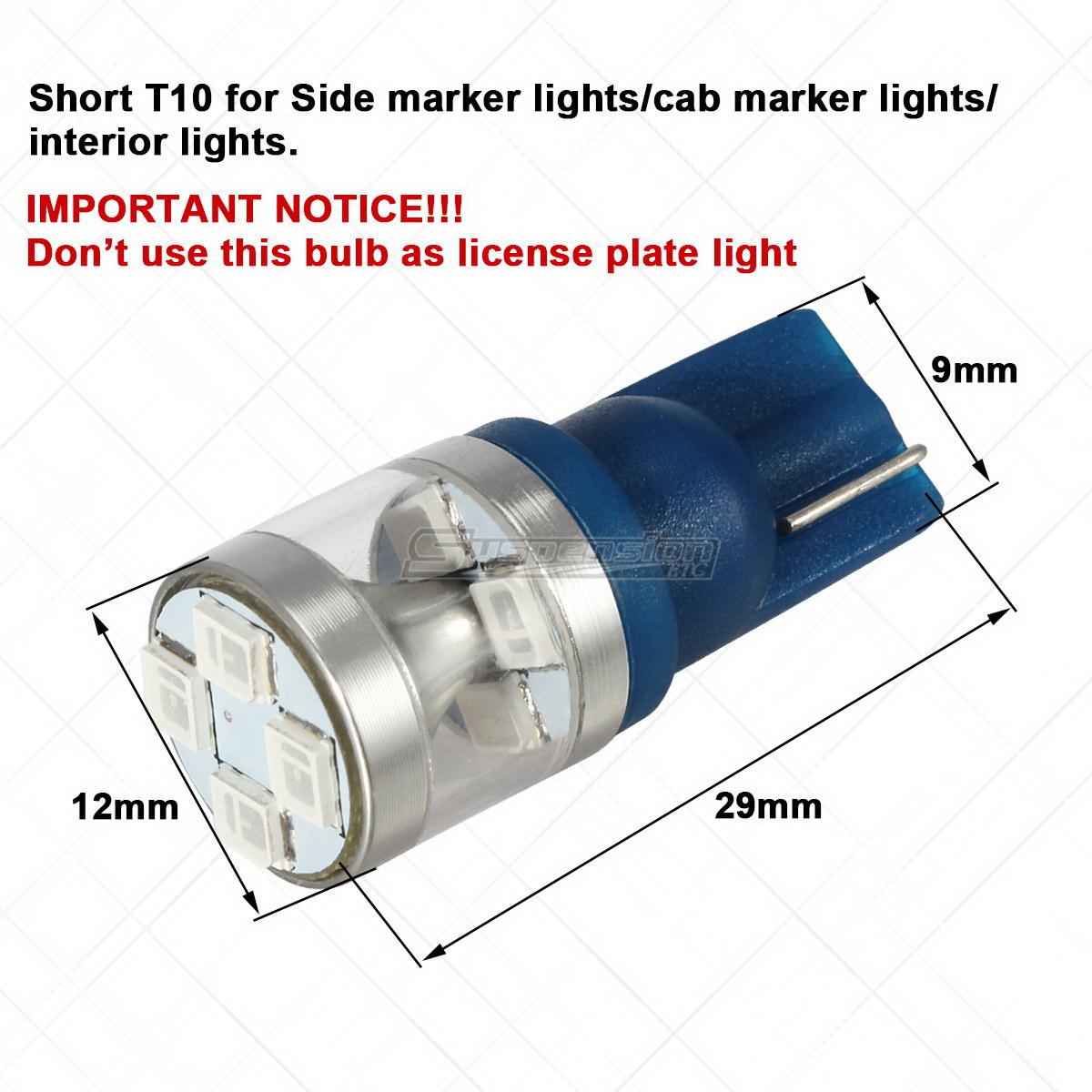 2 Blue T10 194 LED Light Bulb 8-2835-SMD Interior Dome Map Instrument ...