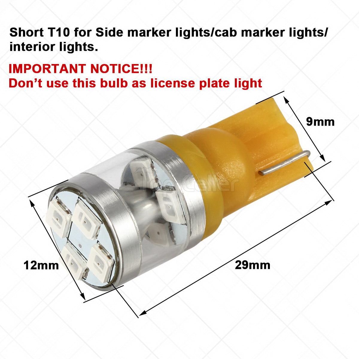 4x Amber Yellow T10 LED Light Bulbs Interior Dome Reading Lights Lamps ...