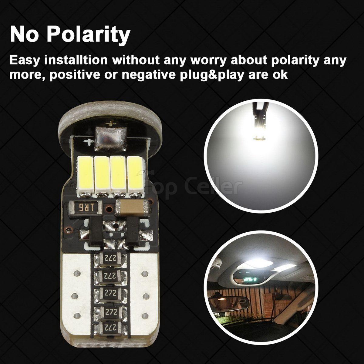 10x White Canbus Error Free T10 LED Bulbs for Car Truck Interior Dome ...