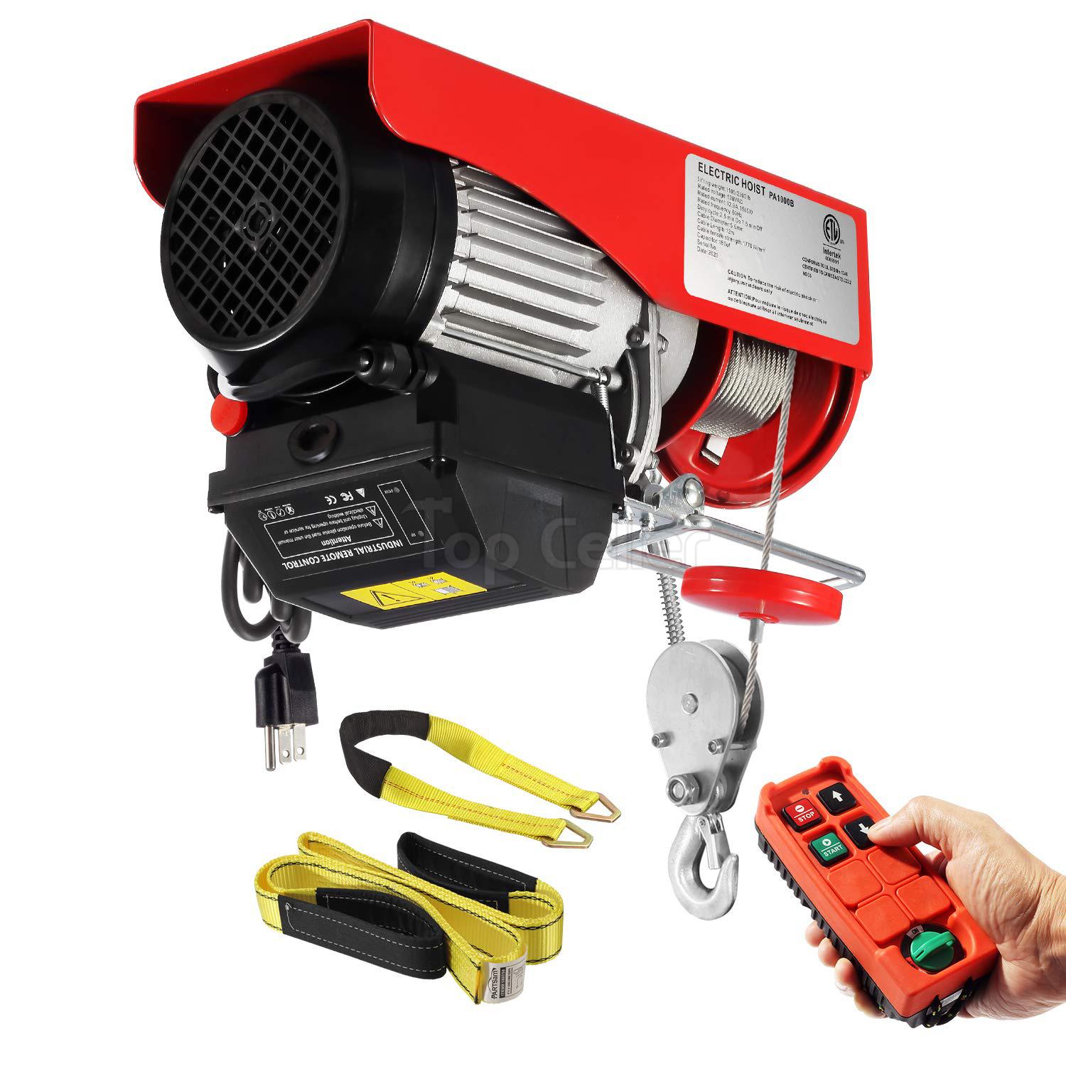 Electric Hoist 2200lbs Crane Winch Wireless Remote Control 120V, 1000kg ...